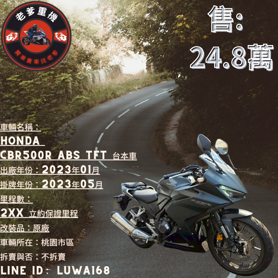 HONDA CBR500R - 中古/二手車出售中 [出售] 2023年 HONDA CBR500R ABS TFT 台本車 | 老爹重機 ...